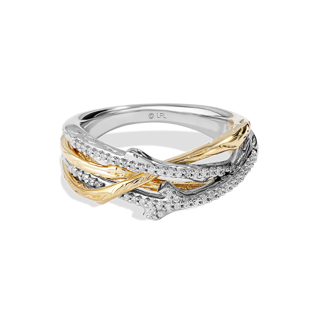 Star Wars™ Yoda White Diamond Women's Ring Silver & Yellow Gold 1/6 ...