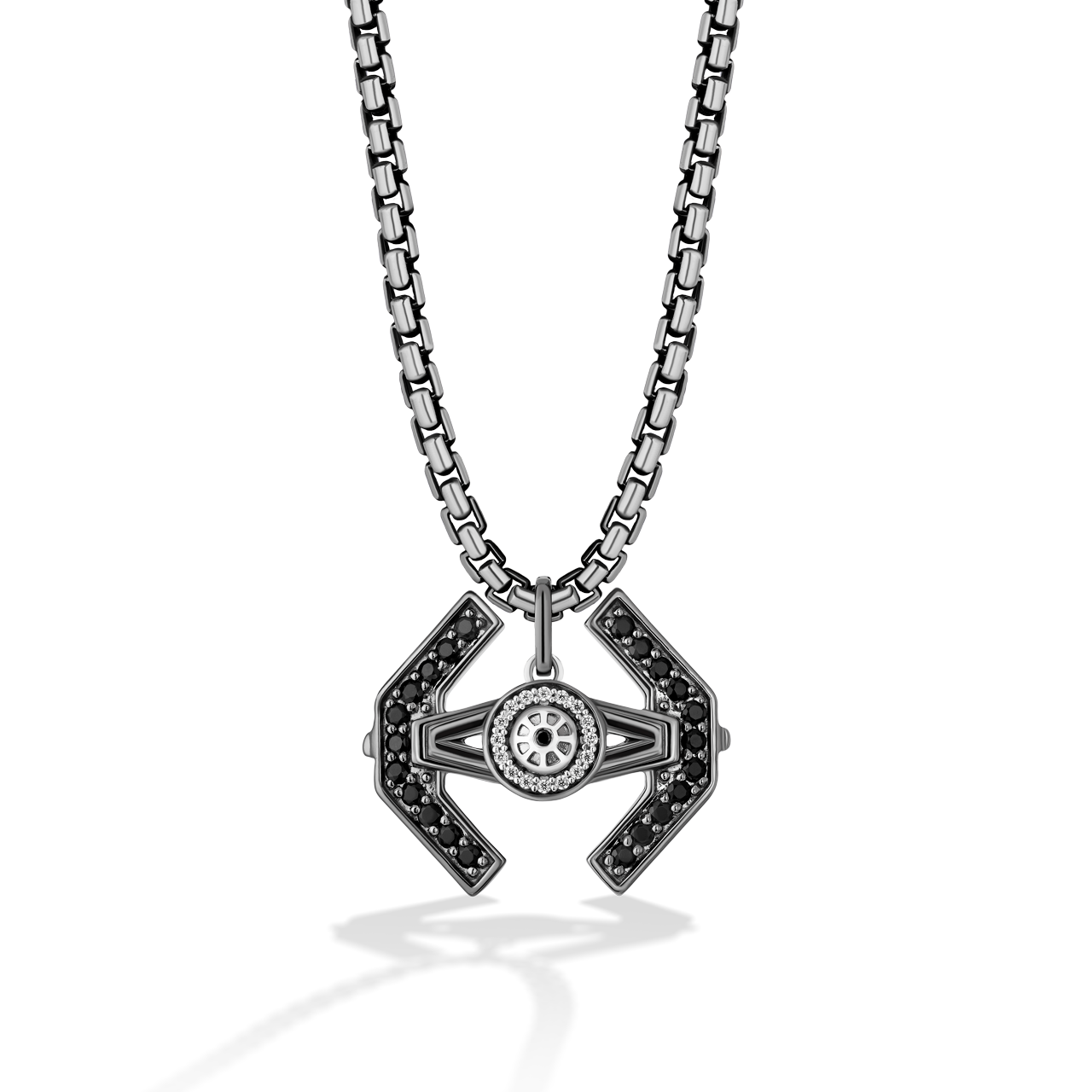 TIE FIGHTER™ Unisex Pendant with Black Onyx and 1/20 CT.TW. Black Diam ...