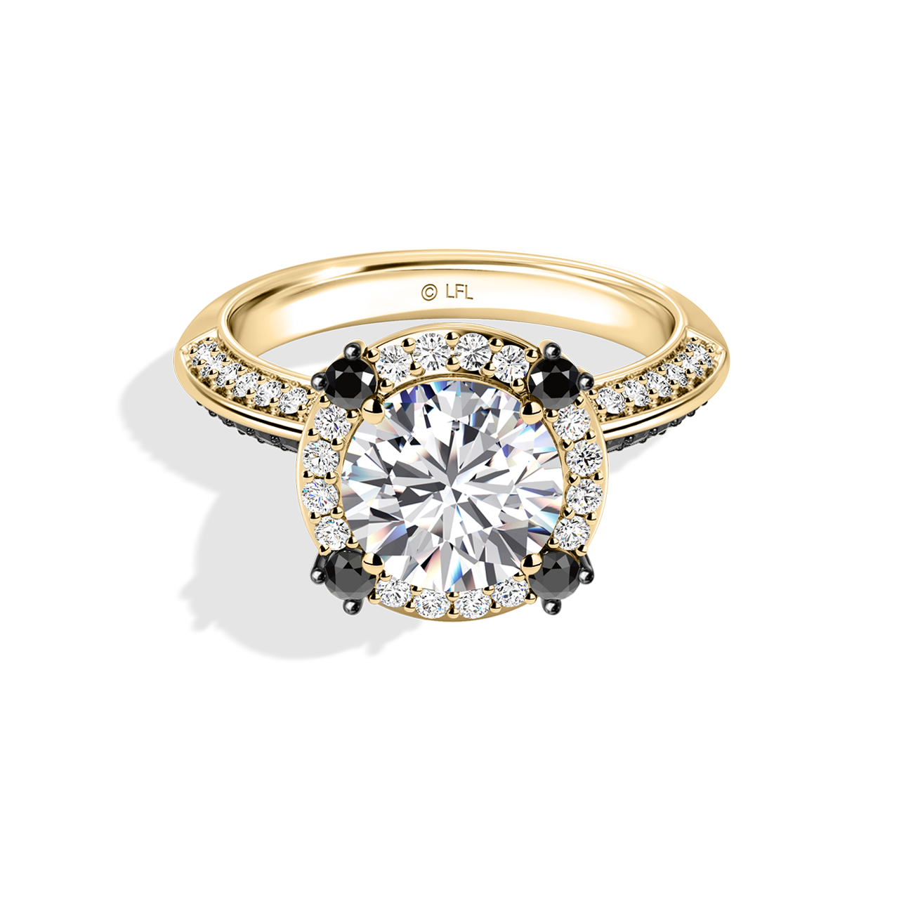 Women's Galaxy Star Engagement Ring with Black Spinel and Lab Grown Di ...