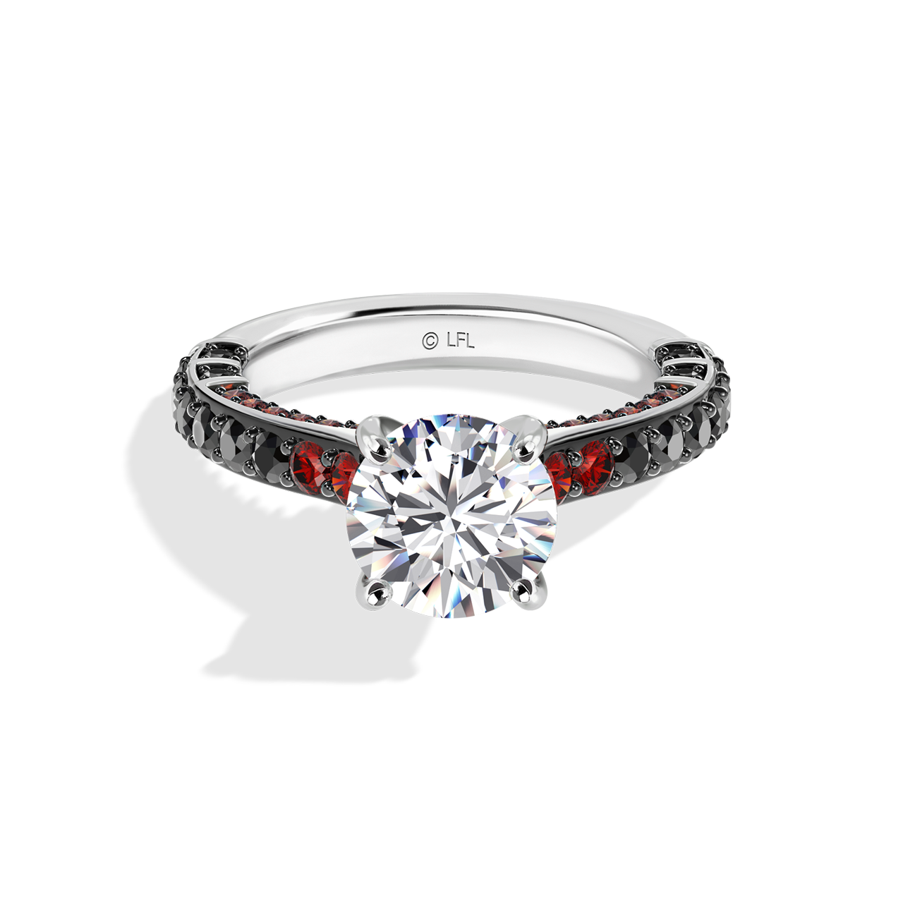 Women's Galaxy Star Engagement Ring with Black Spinel, Garnet and Lab ...