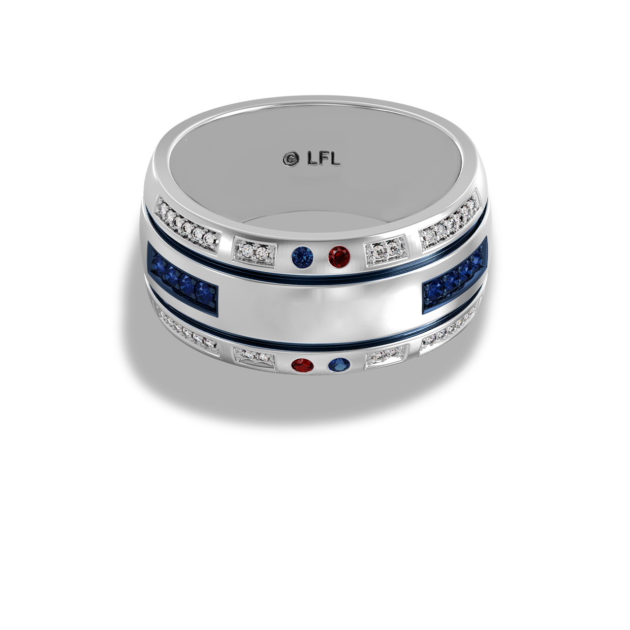 Star Wars™ R2-D2 Garnet & Sapphire Men's Ring in 10K White Gold 1/10 ...